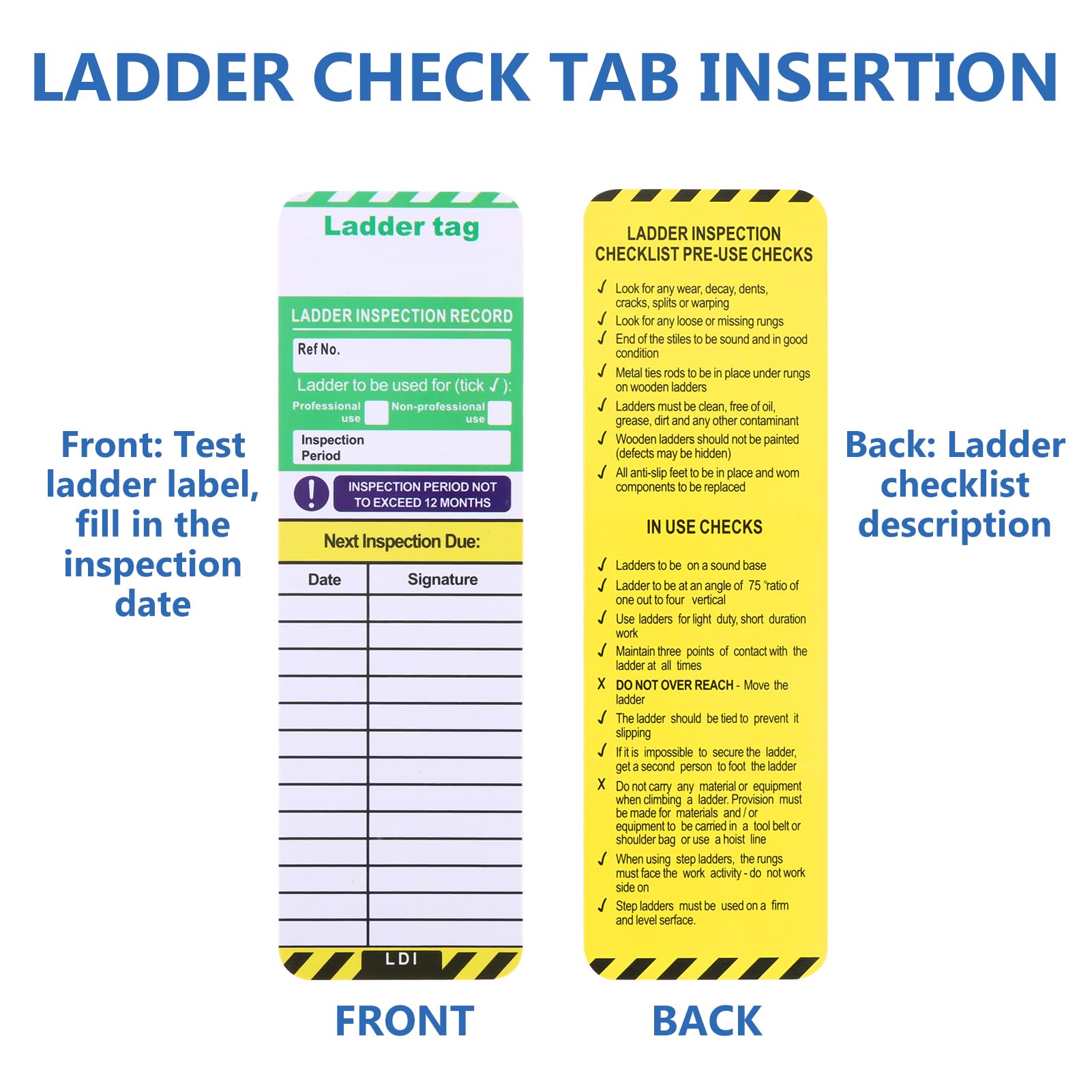 Ladder Tags,Waterproof Ladder Inspection Tags-10 Holders and 20 Ladder ...