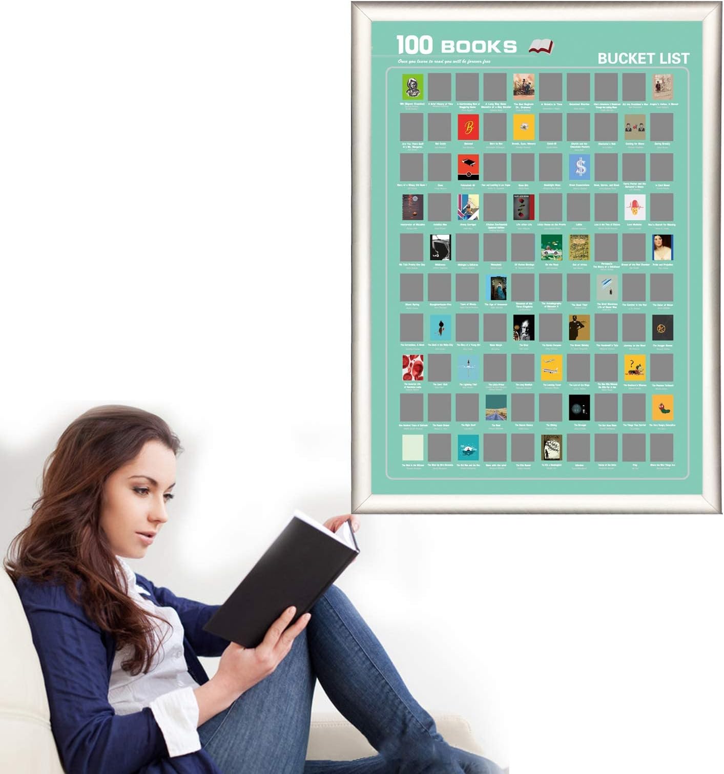 Amazon.com: Divalis 100 Books Scratch off Poster with Scratcher - Easy ...