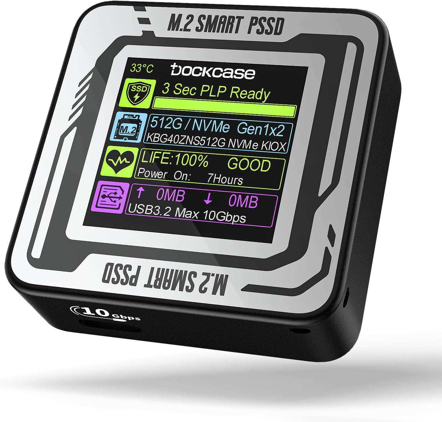 DOCKCASE Pocket M.2 NVMe Smart SSD Enclosure - Case SSD Power Loss ...