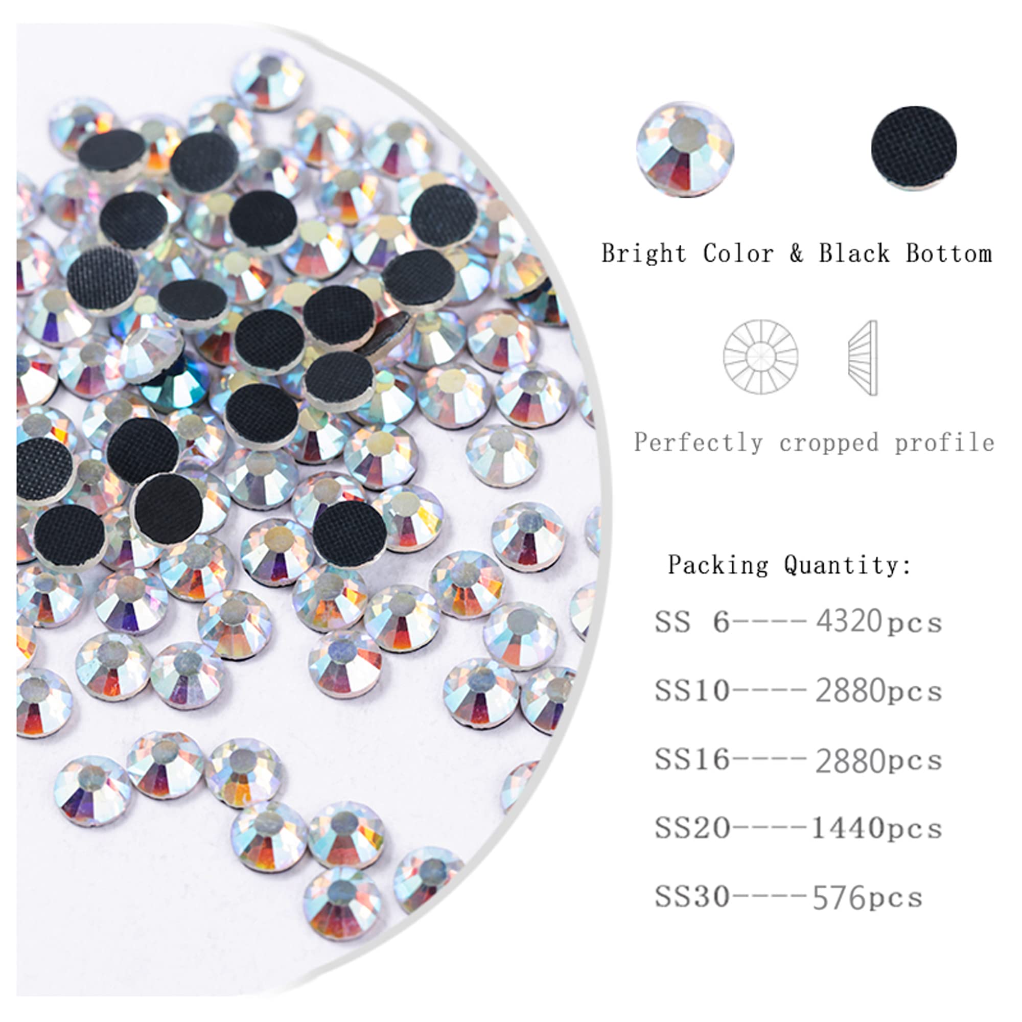 Snapklik.com : 2880PCS Hotfix Rhinestone Crystals, SS16 4mm Crystal AB ...