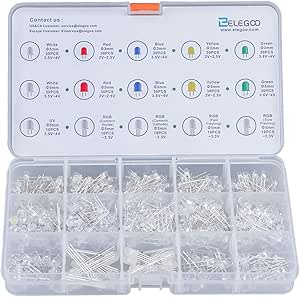 Amazon.com: ELEGOO 3mm and 5mm Diffused and Clear Assorted LED Light ...