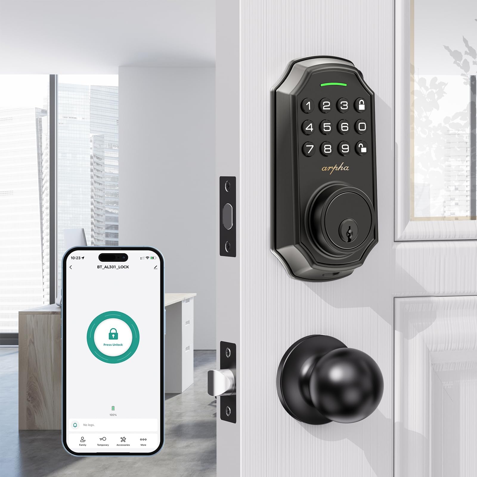 Keyless Entry Door Lock with 2 Door Knobs - App Control Electronic ...