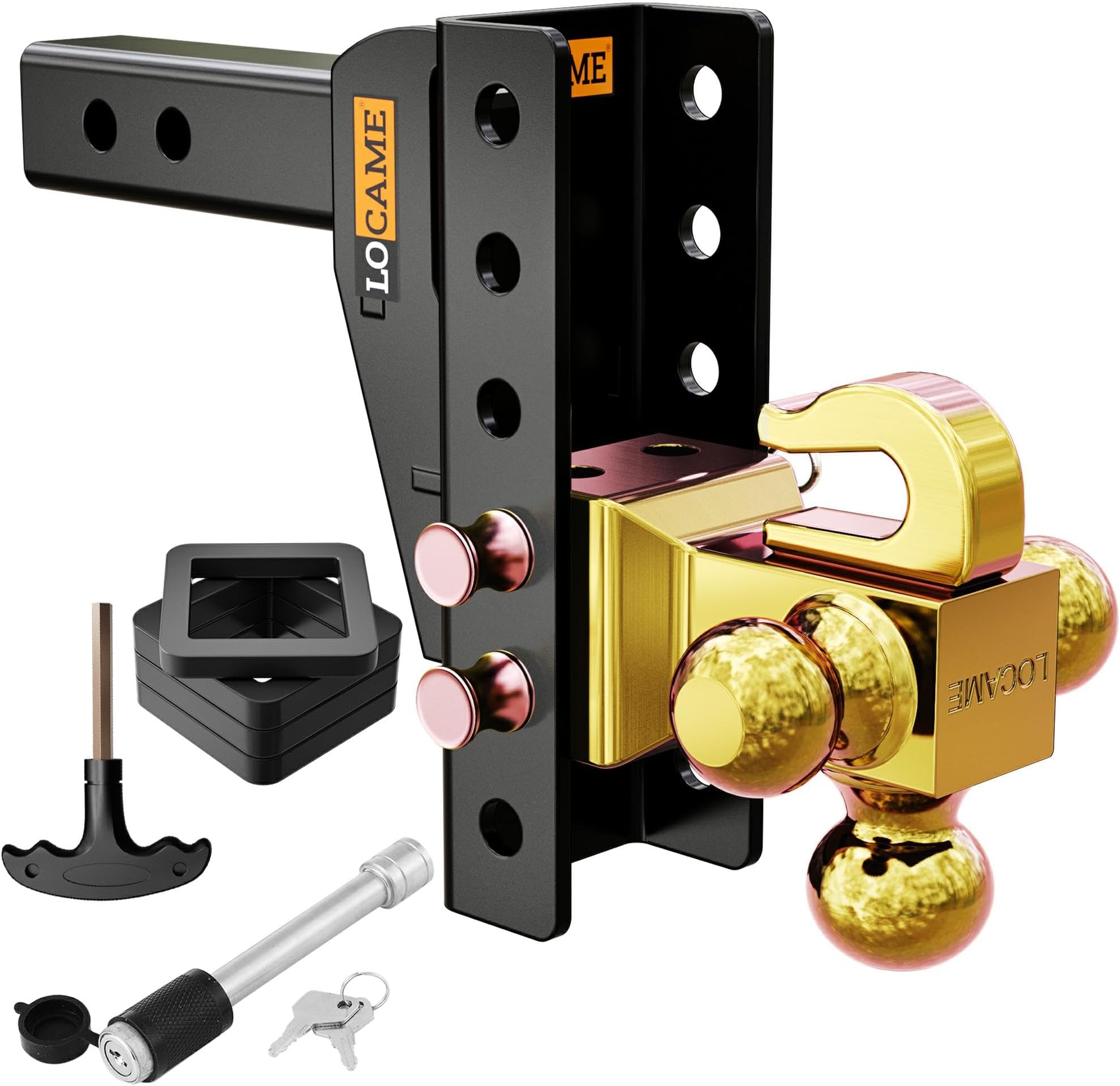 Amazon.com: LOCAME Adjustable Trailer Hitch with Hook, Tri-Ball (1-7/8 ...