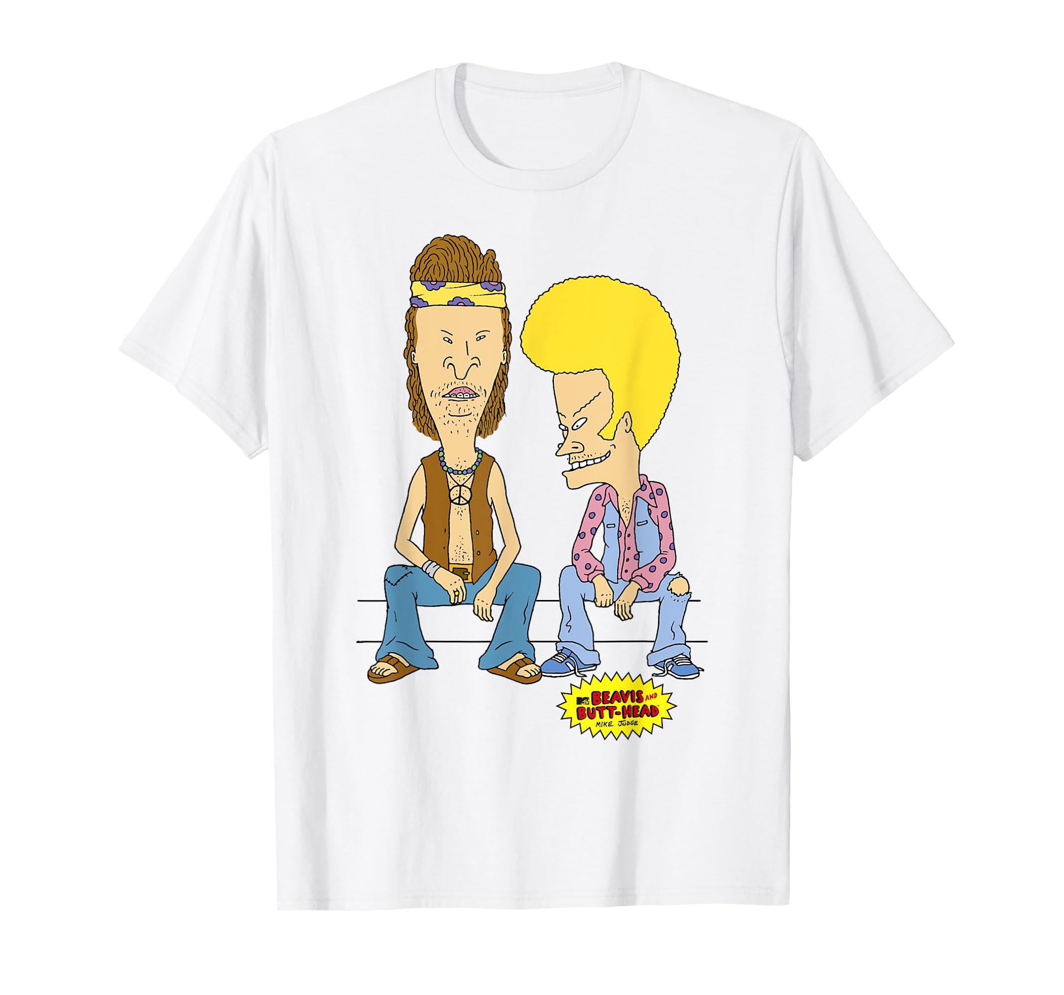Amazon | Beavis and Butt-Head Sitting Down Poster Tシャツ | Tシャツ・カットソー 通販