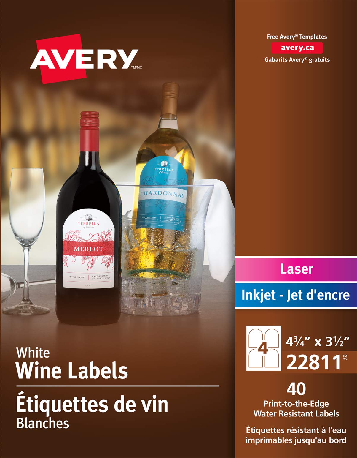 Avery Water-Resistant Wine Bottle Label for Laser and Inkjet Printers ...