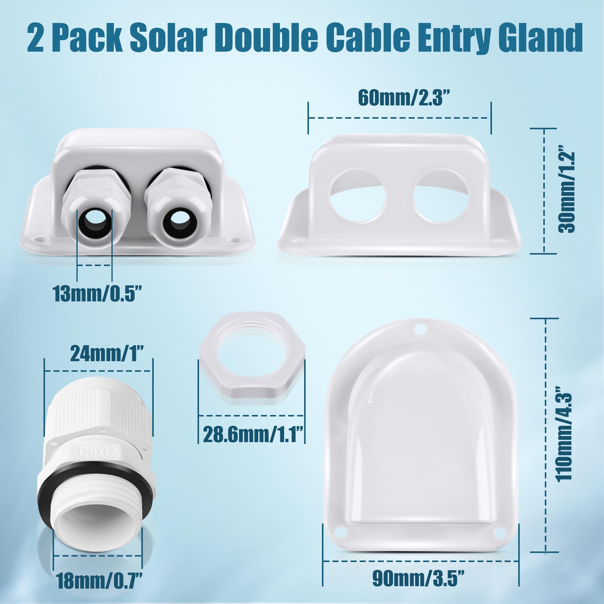 Snapklik.com : Enhon 2 Pack Solar Cable Entry Gland, Weather Resistant ...