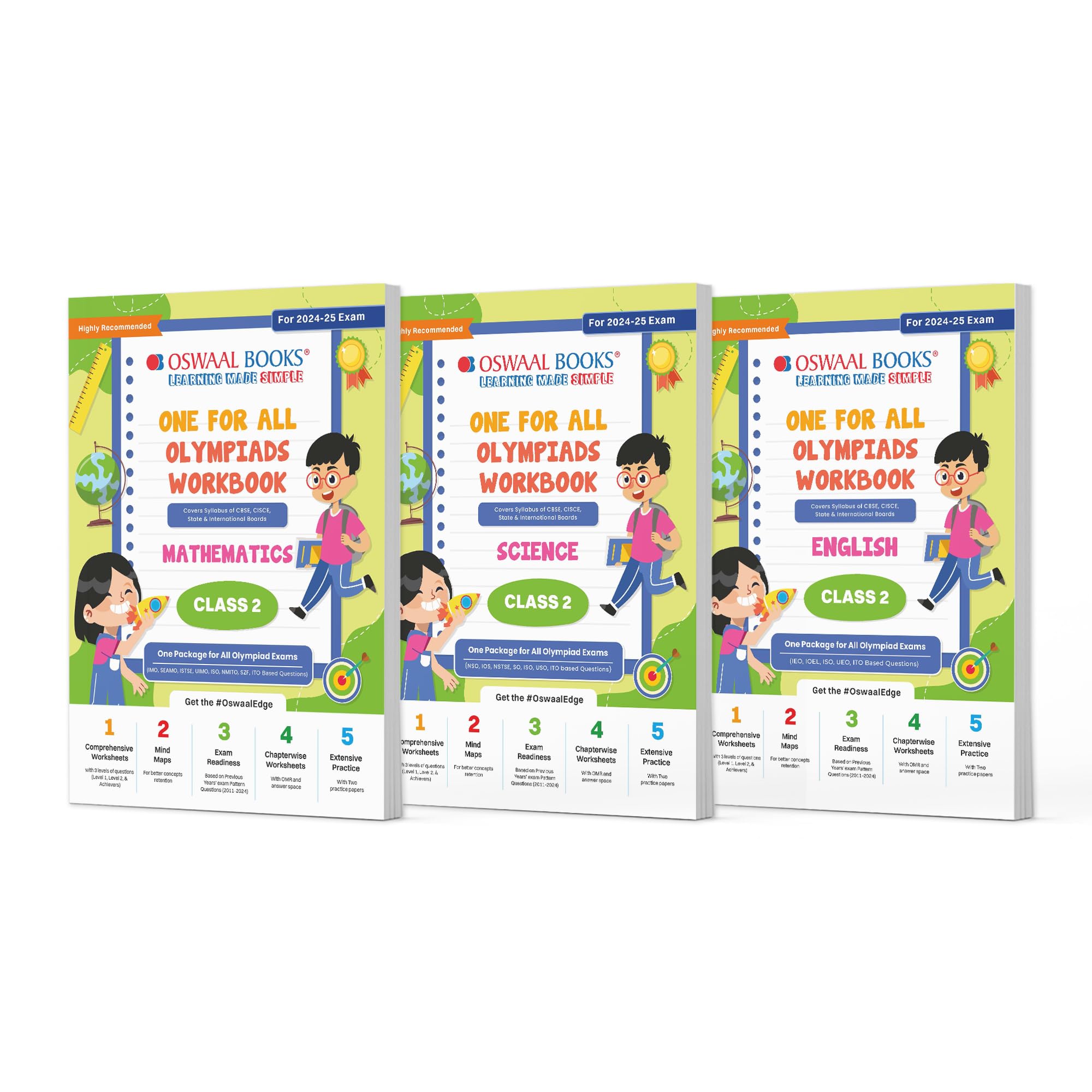 Buy Oswaal One For All Olympiad Workbook Class 2 (Set of 3 Books) Maths ...