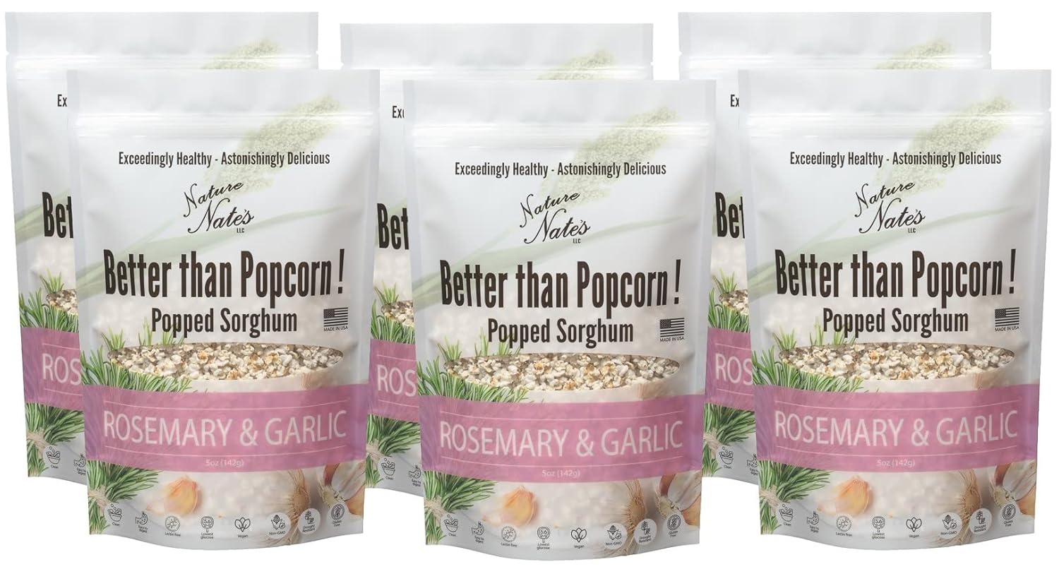 Amazon.com: Nature Nate’s Popped Sorghum, Rosemary & Garlic - Sorghum ...
