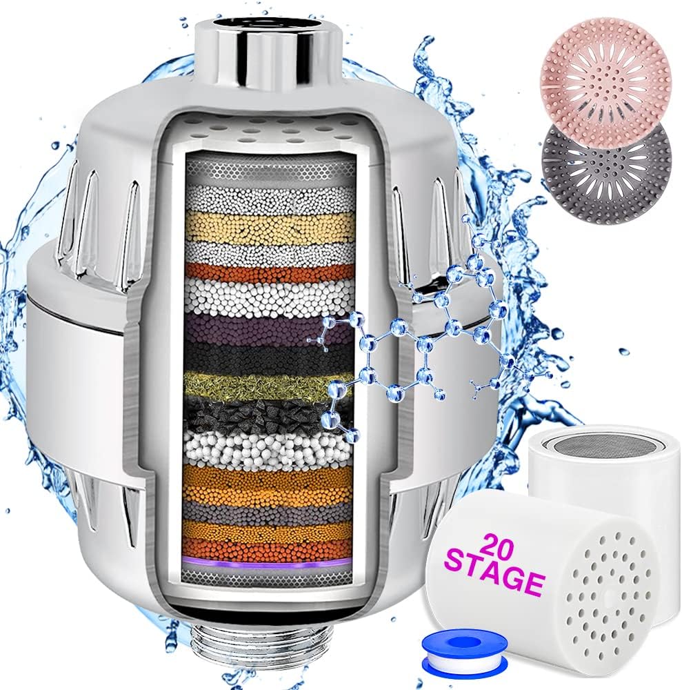 EVERGLOW High-Output Shower Filter, 100% Removes Chlorine, Moisturizes ...