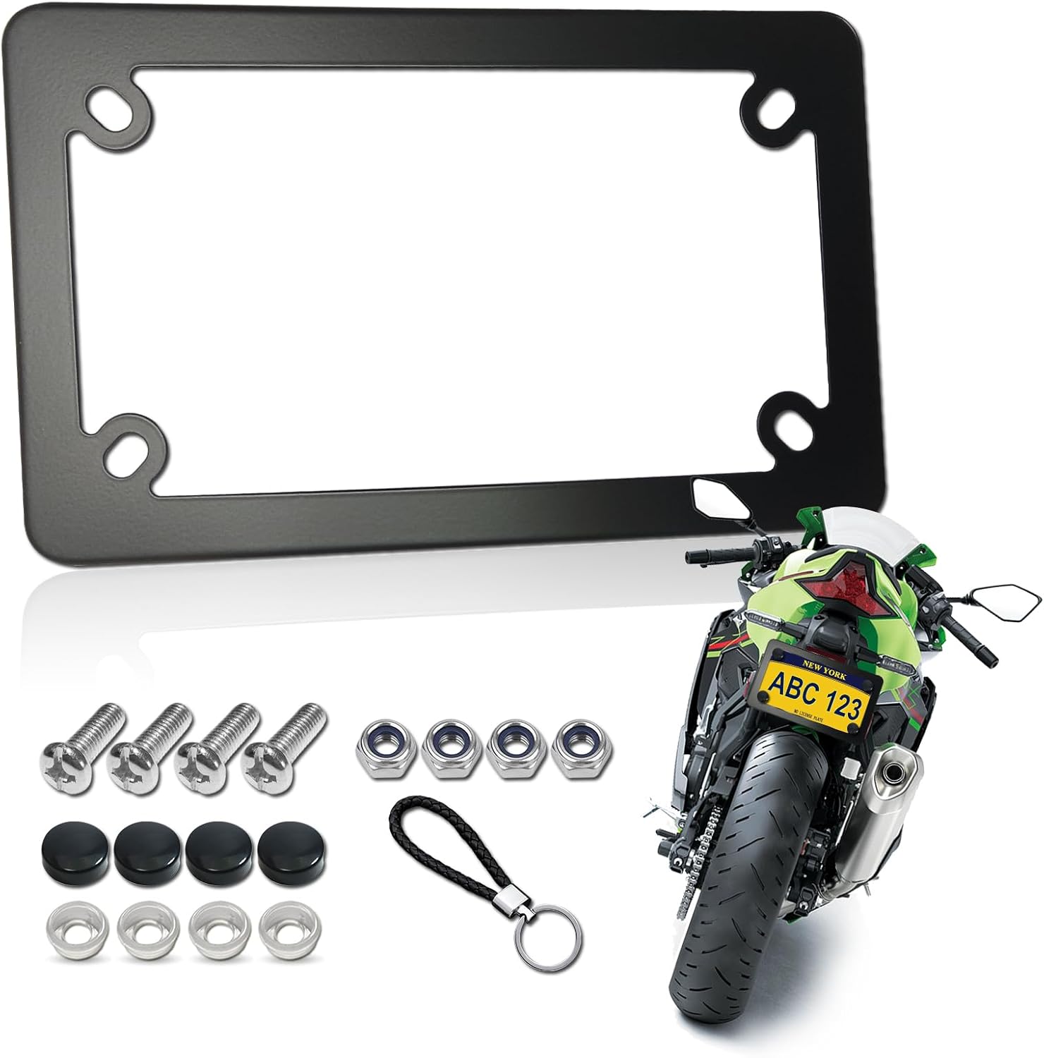 Amazon.com: FBJTDQ Motorcycle License Plate Frame- Black Matte ...