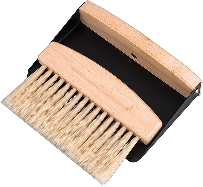 Teokantz Small Dustpan and Brush Set Mini Wooden Table Brush and ...