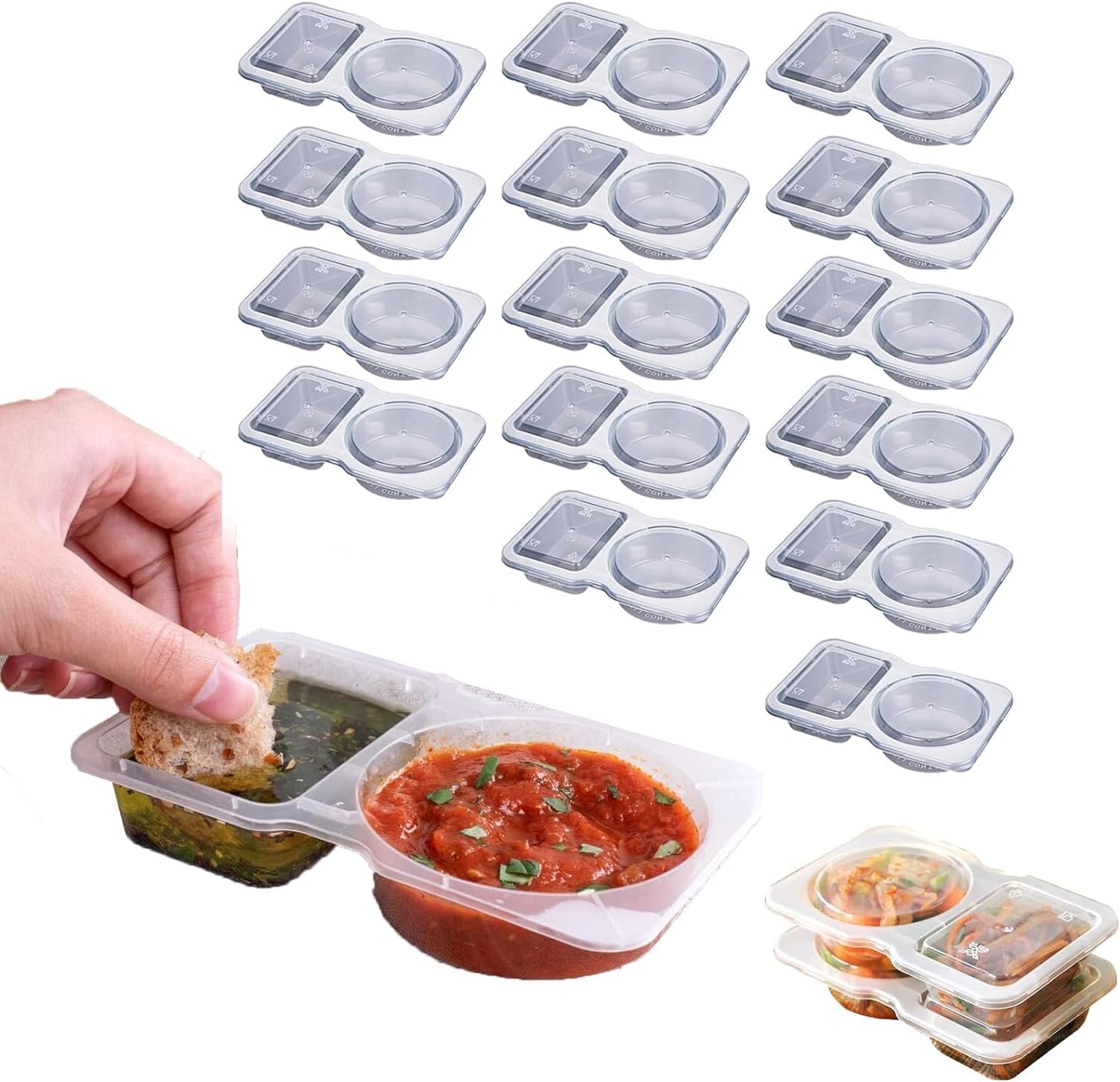 Amazon.com: HNOYGNU 20 Sets Double Compartment Condiment Containers ...