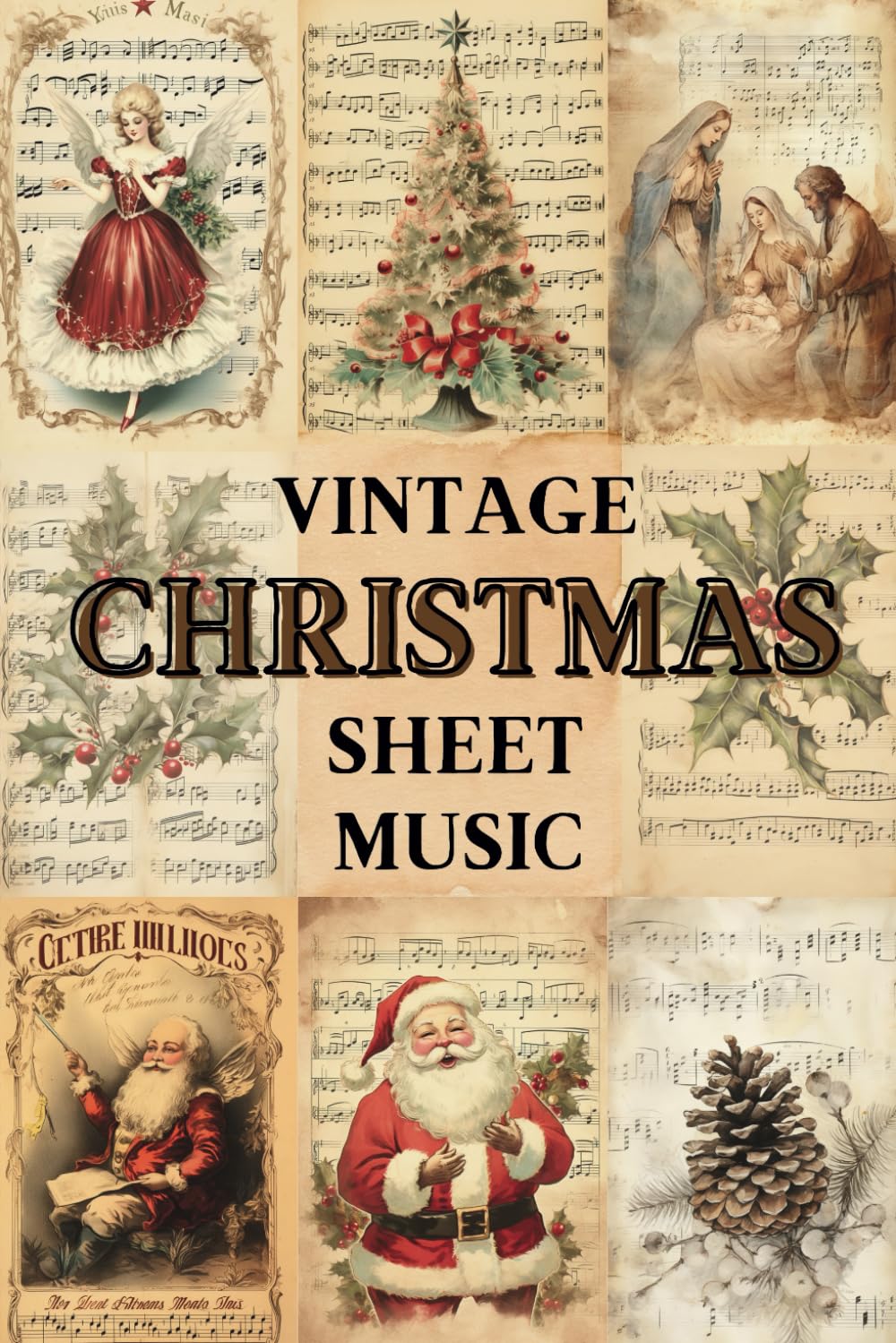 Vintage Christmas Sheet Music Scrapbook Paper: 36 decorative sheets for ...