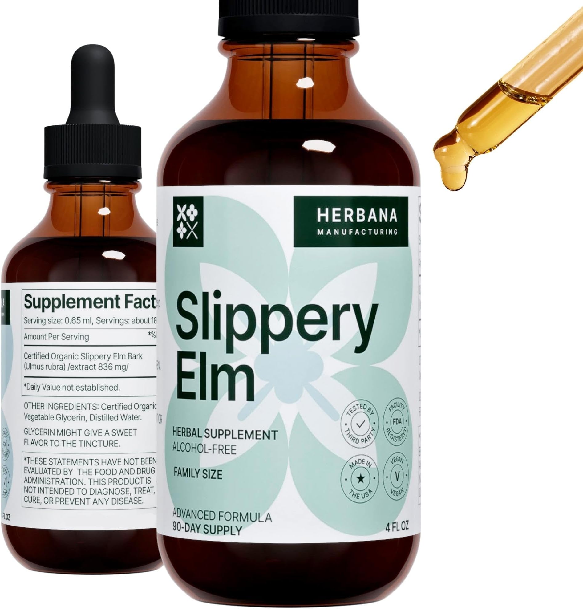 Amazon.com: Slippery Elm Bark USDA Organic Vegan Liquid Drops. Extract ...