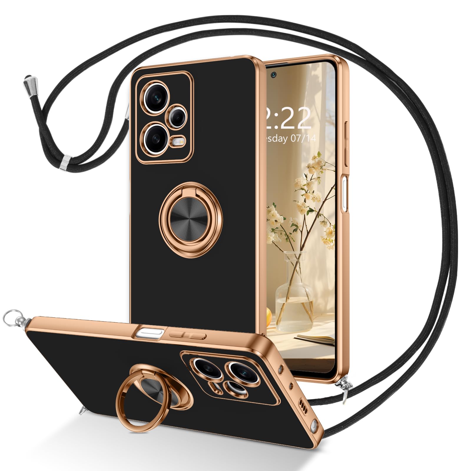DOMAVER Coque Xiaomi Redmi Note 12 Pro, Cordon avec Anneau, Coque ...