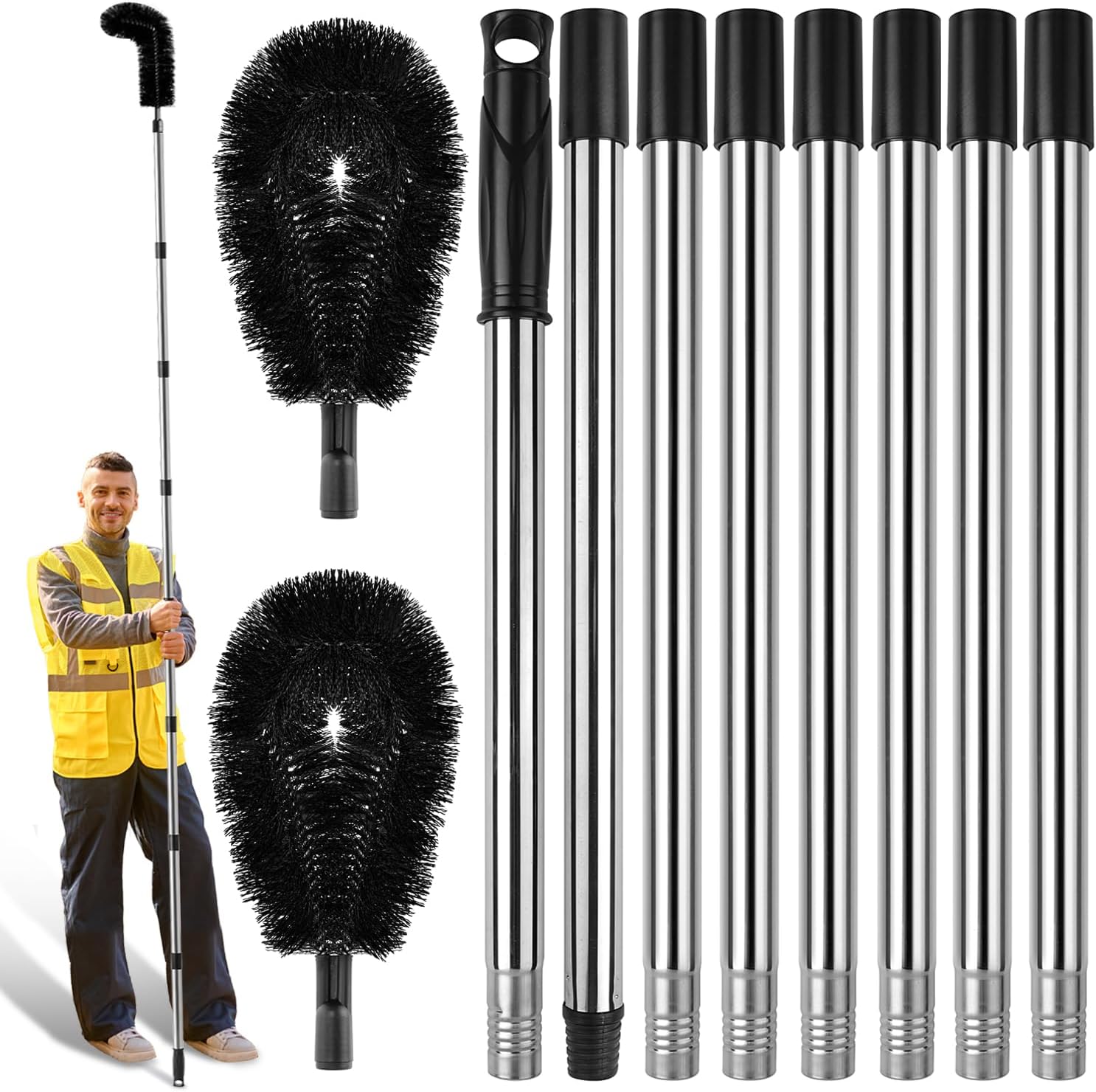 10.5FT Gutter Cleaning Tools from The Ground, Cleaner Brush with 2 ...