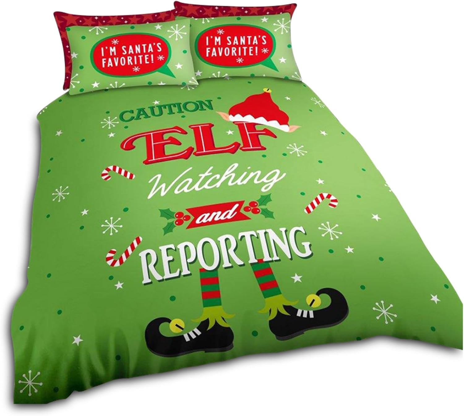 VELVETIO Christmas Duvet Cover Set Double with Pillowcases, Xmas ...