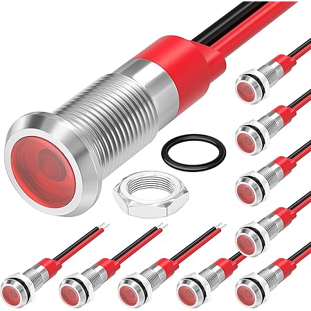 Amazon.com: DAIERTEK LED Indicator Light 12V Red LED 6MM Metal ...