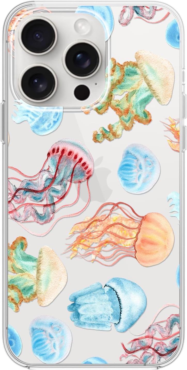 Amazon.com: Blingy's for iPhone 15 Pro Case, Cute Jellyfish Pattern Fun ...
