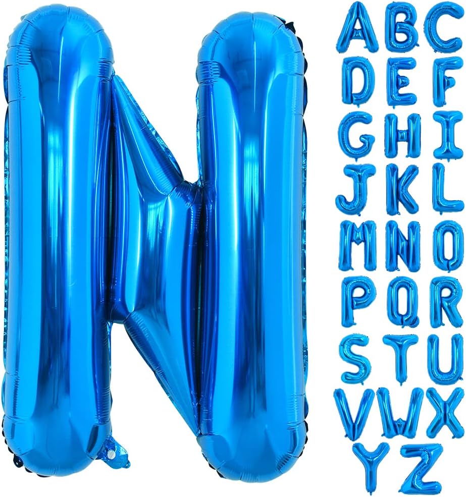 Amazon.com: TONIFUL 40 Inch Large Blue Letter N Balloons Giant Alphabet ...