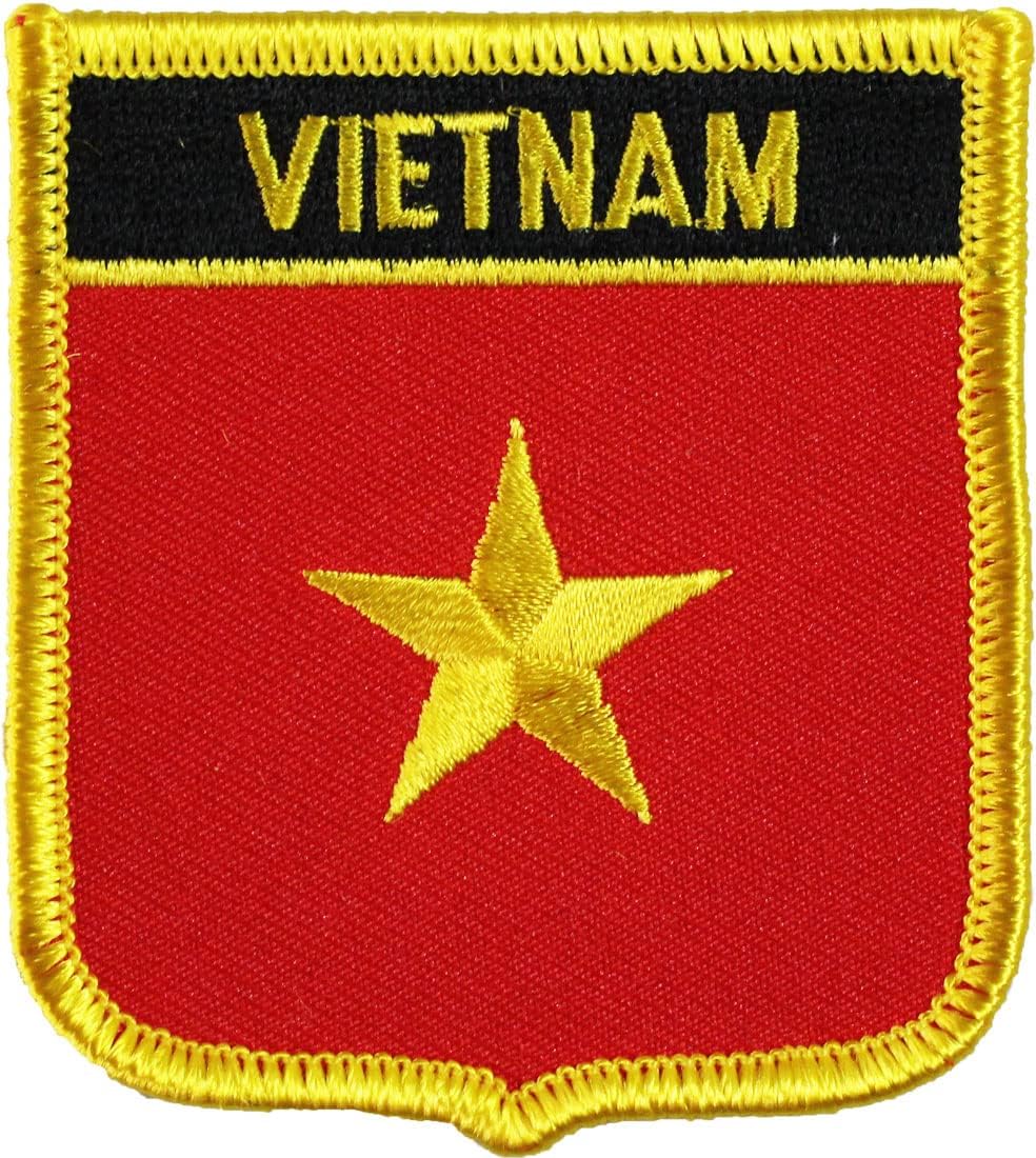 Amazon.com: Vietnam Flag Embroidered Iron on/Sew on Shield Patch with ...