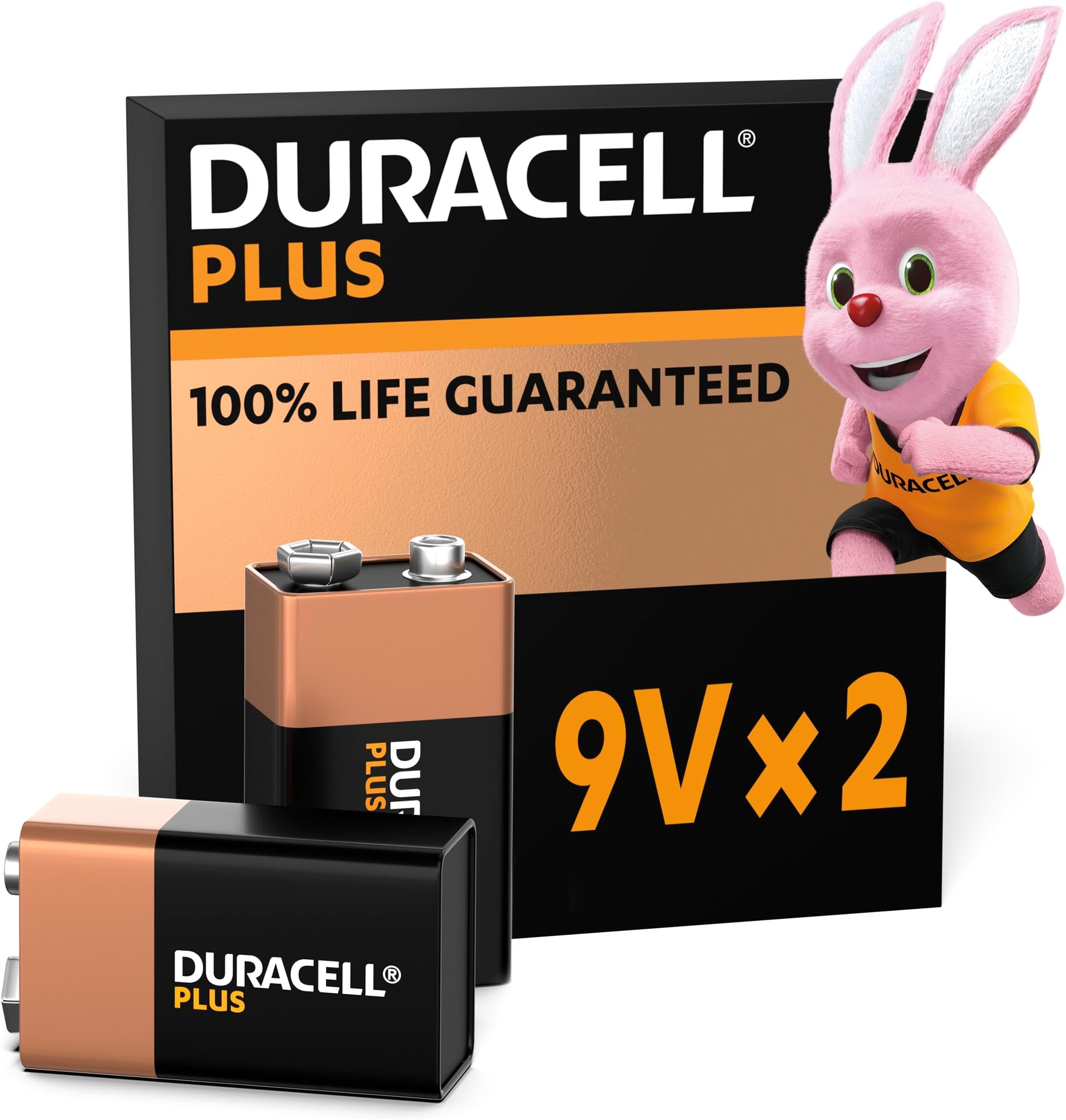 Duracell Plus 9V Batteries (2 Pack) - Alkaline - 100% Life Guaranteed ...
