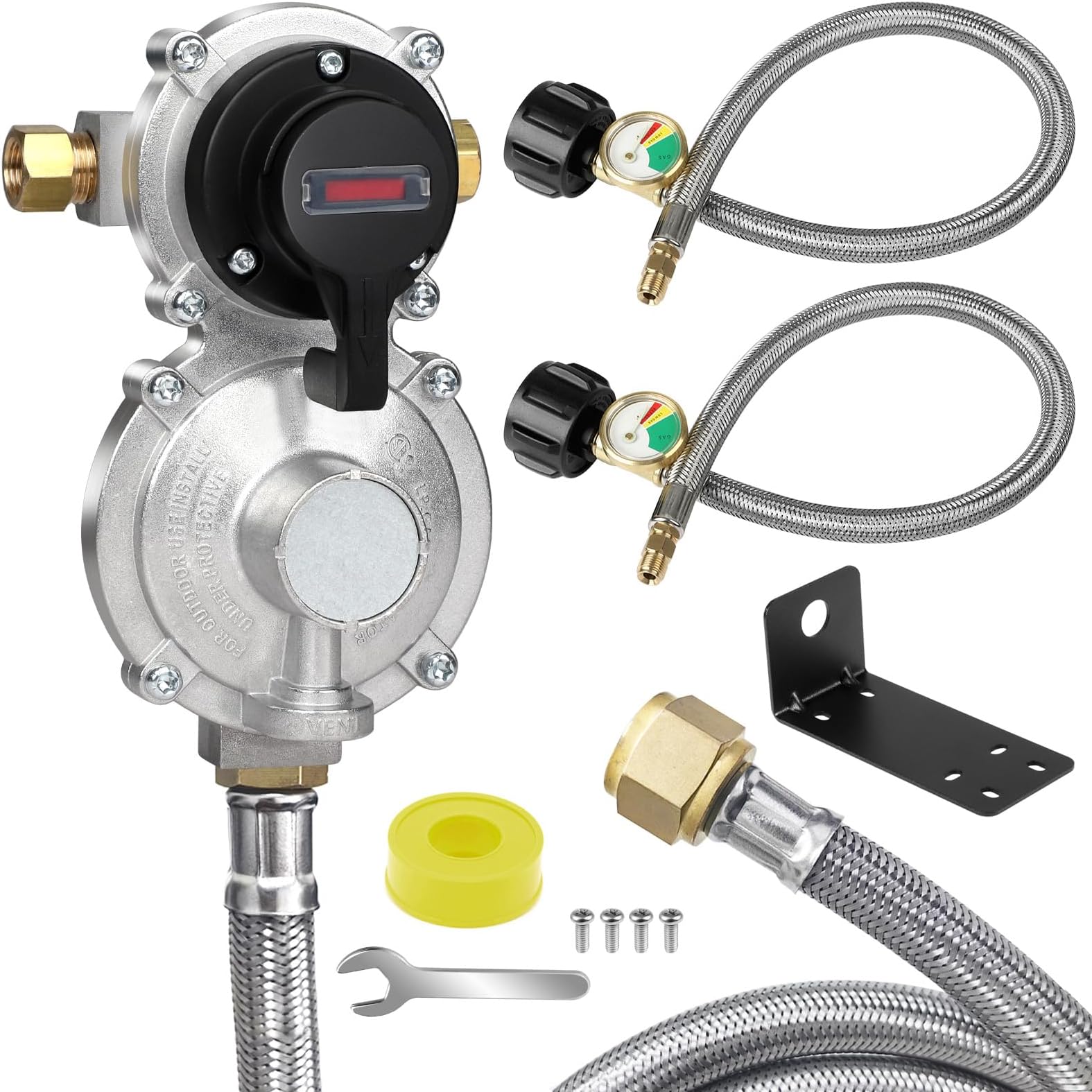 Amazon.com : 2-Stage Automatic Changeover LP Propane Gas Regulator, RV ...