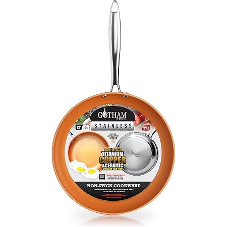 Amazon.com: GOTHAM STEEL 12” Nonstick Fry Pan – Hammered Copper ...