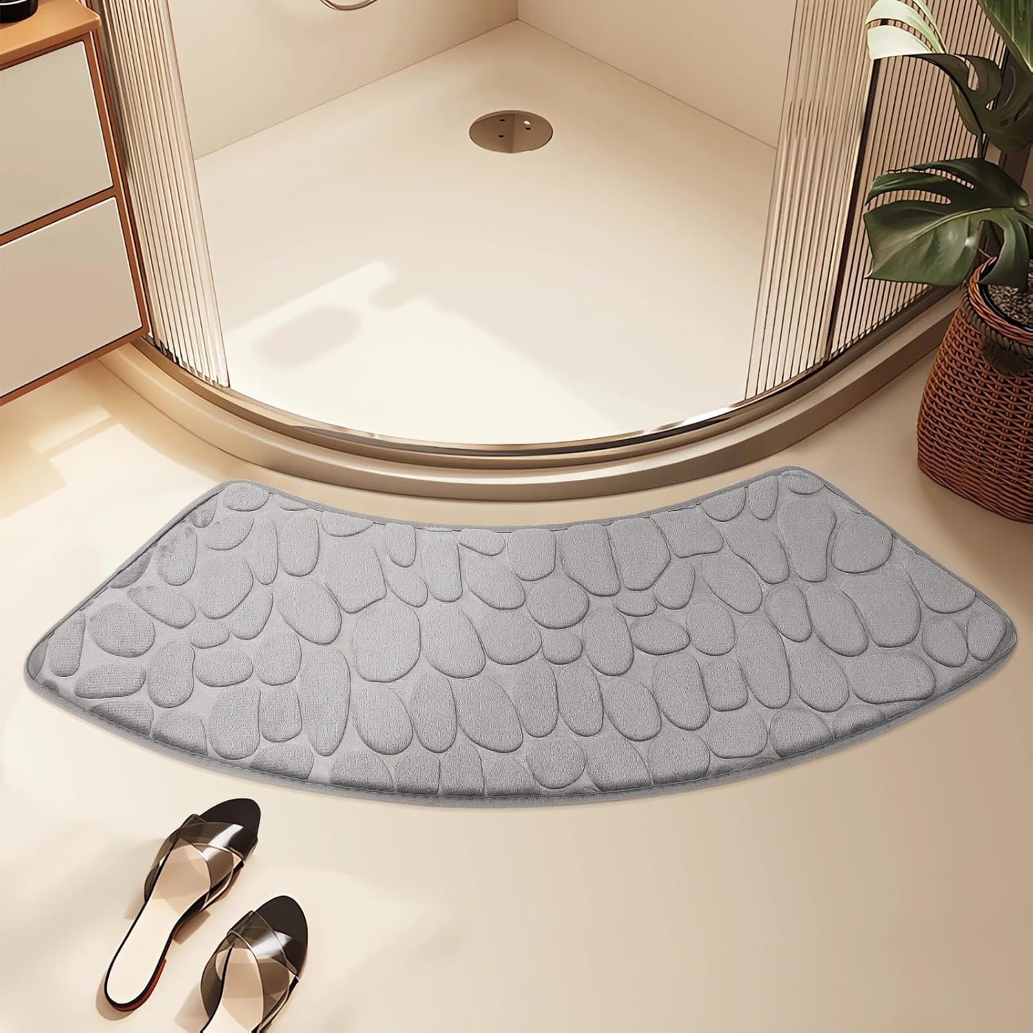 Amazon.com: Syhonic Curved Bath Mat Memory Foam Corner Shower Mats Non ...