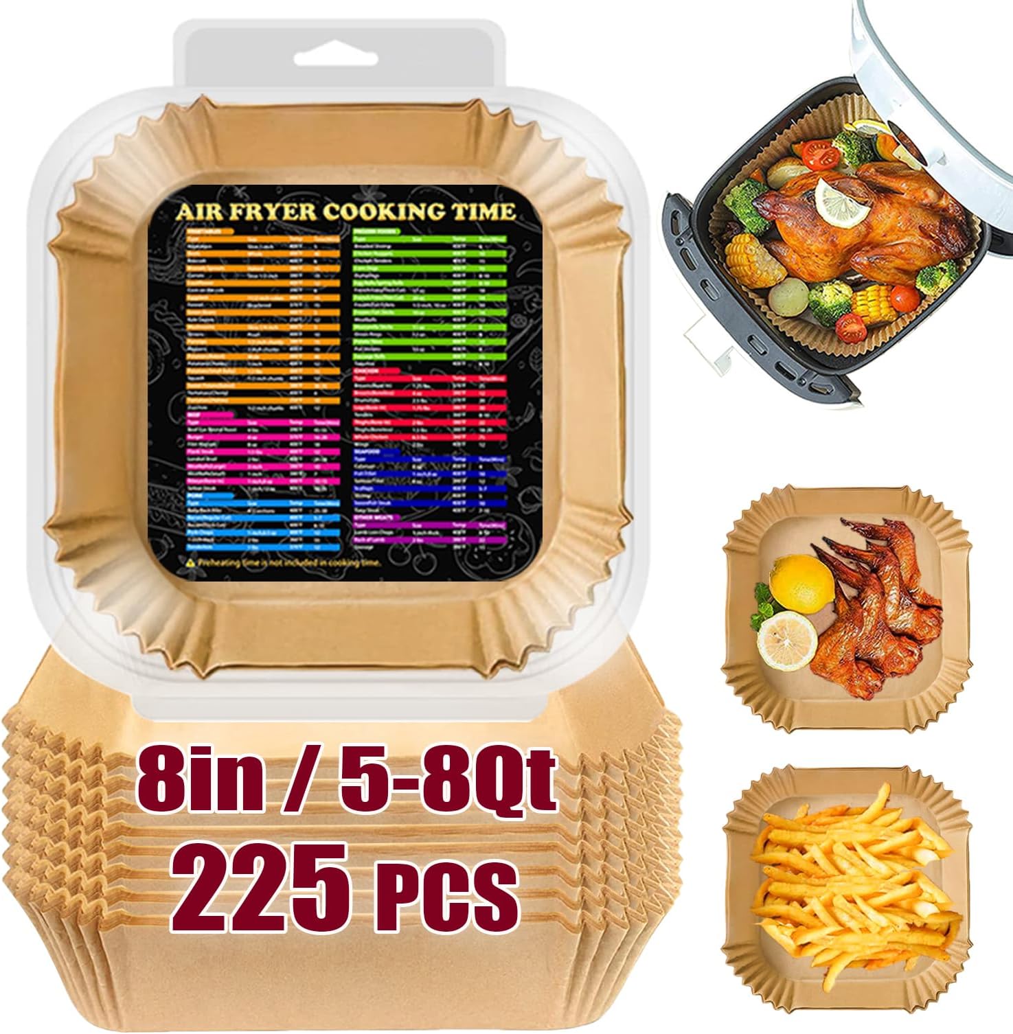 Amazon.com: Air Fryer Disposable Paper Liner,100Pcs 8 Inch Square Food ...