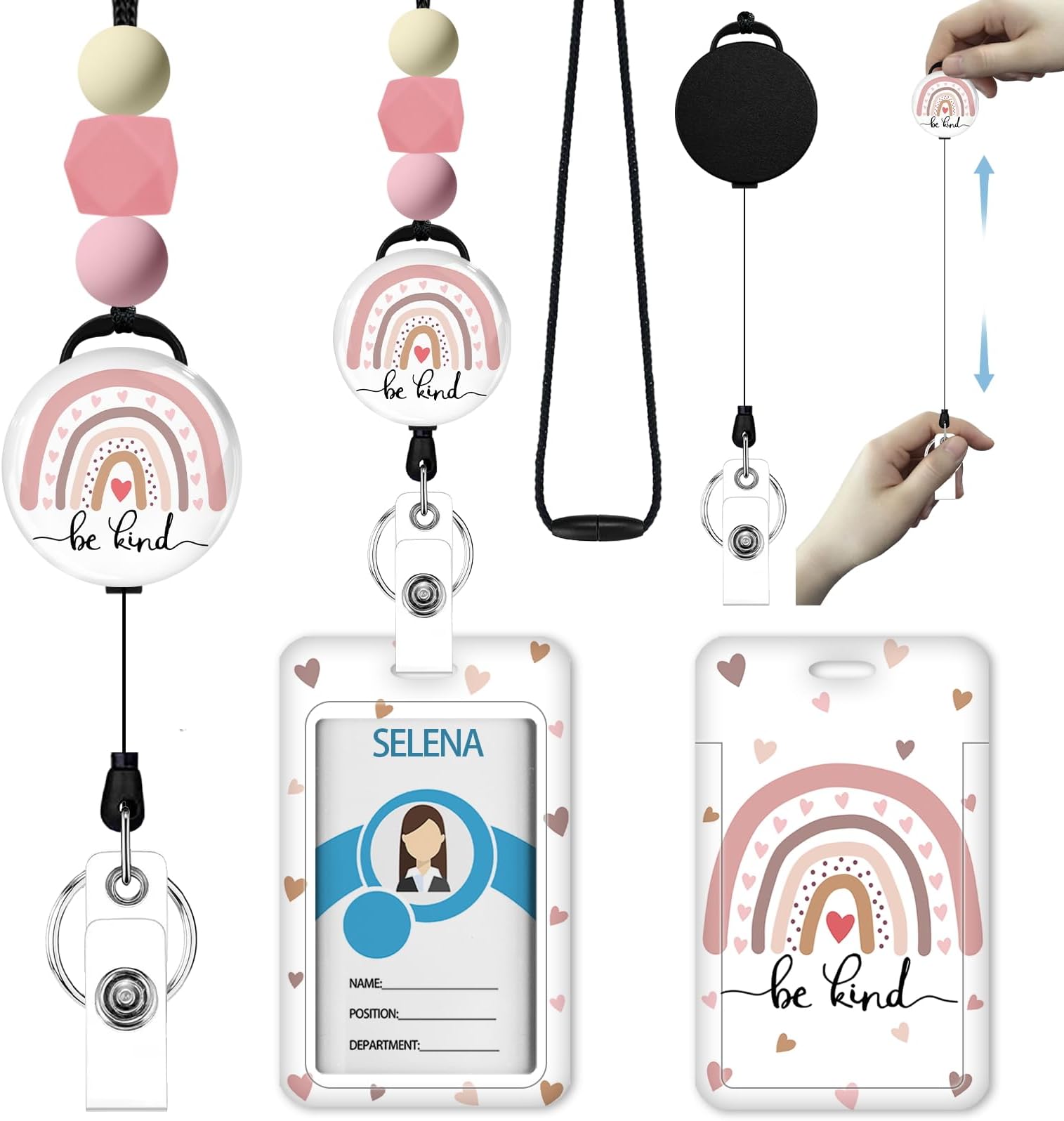 Amazon.com : Plifal Teacher Lanyards for Id Badges Reel Retractable ...