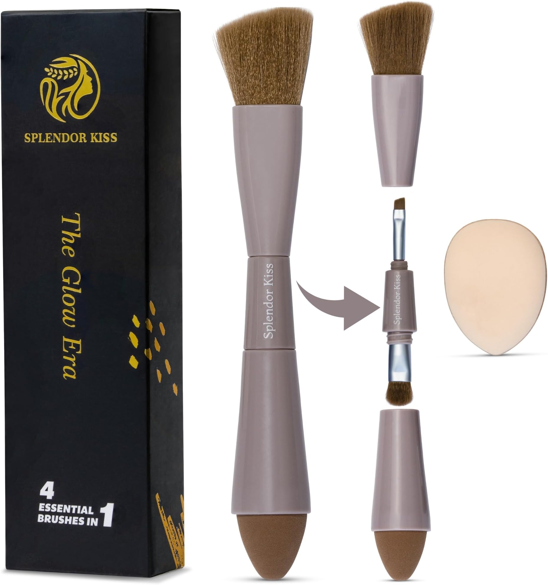 Amazon.com: Splendor Kiss 4-in-1 Travel Makeup Brush Set Includes ...