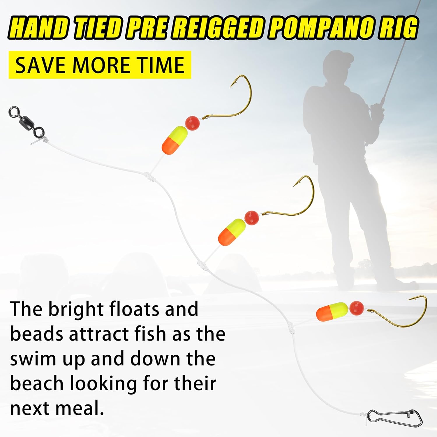 Pompano Rigs, 5 paquetes de agua salada de triple gota Pompano Rig con ...