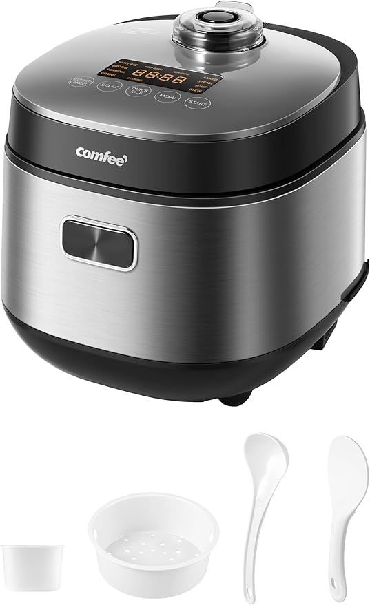 Amazon.com: COMFEE' Compact Rice Cooker 8 Cups Cooked/4 Cups Uncooked ...