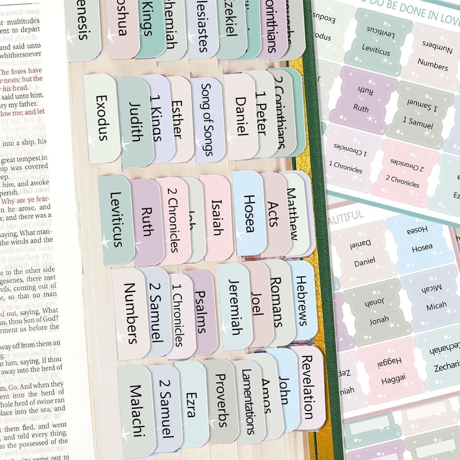 Amazon.com : 90pcs Bible Tabs,Starlight Theme, Laminated Bible Tabs for ...