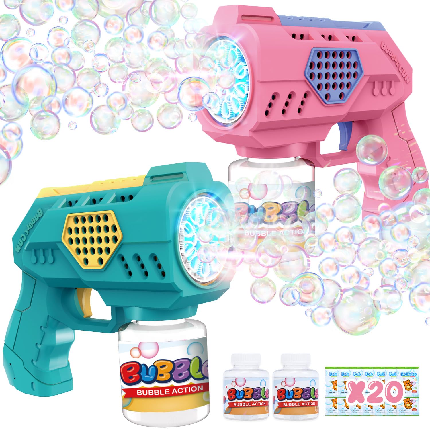 Eaglestone Bubble Guns for Toddlers Packs, LED Light Automatic Bubble Machine Gun for Kids 4-8 ...