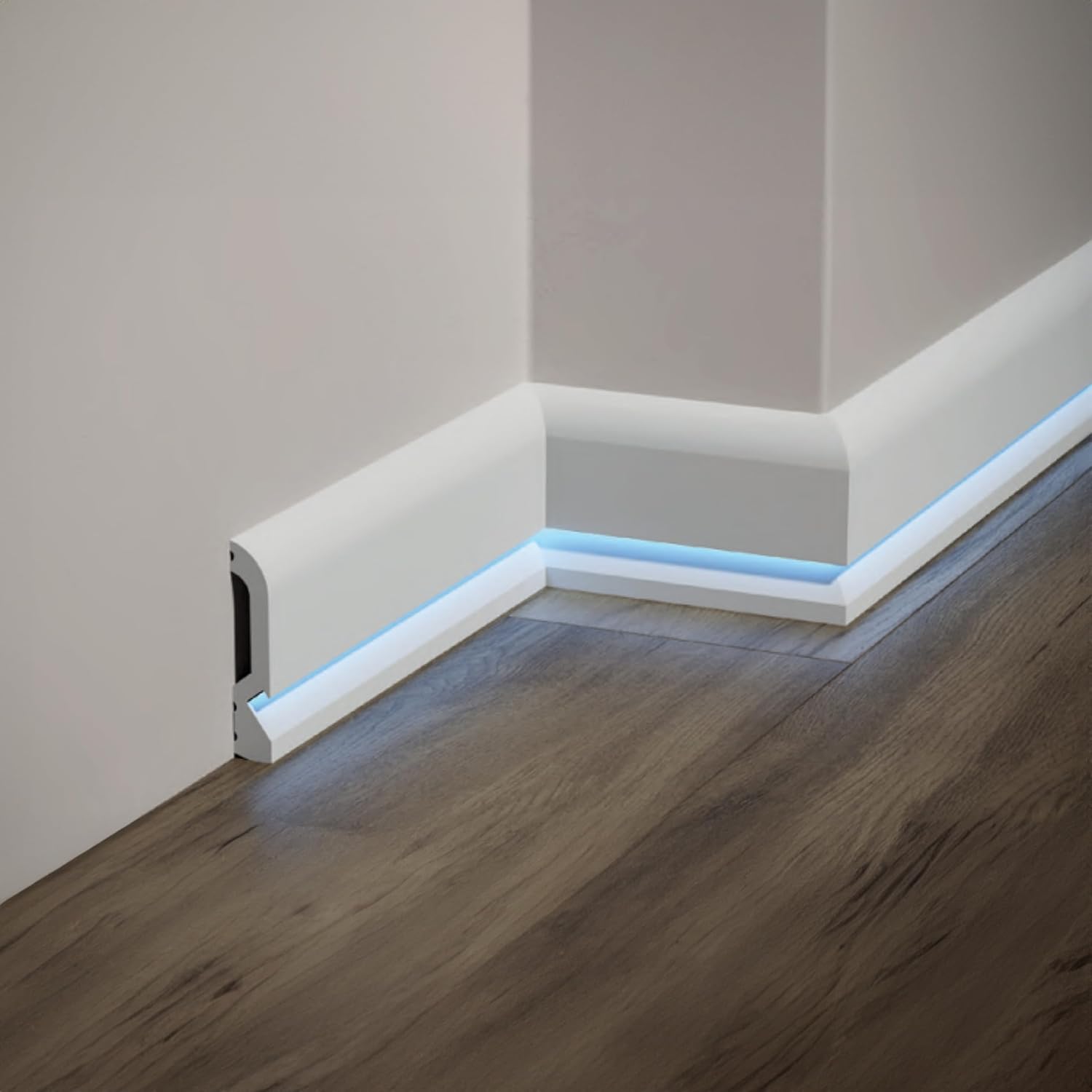 Amazon.com: Baseboard Molding with Led Lights White Base Moulding Wall ...