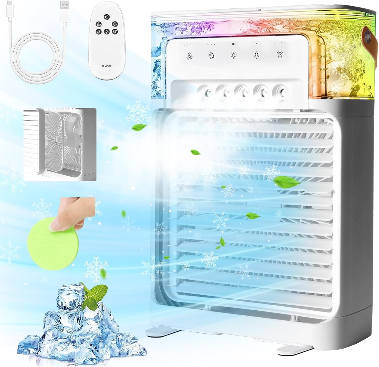 Amazon.com: Portable Air Conditioners Cooling Fan with Remote,1200ML ...