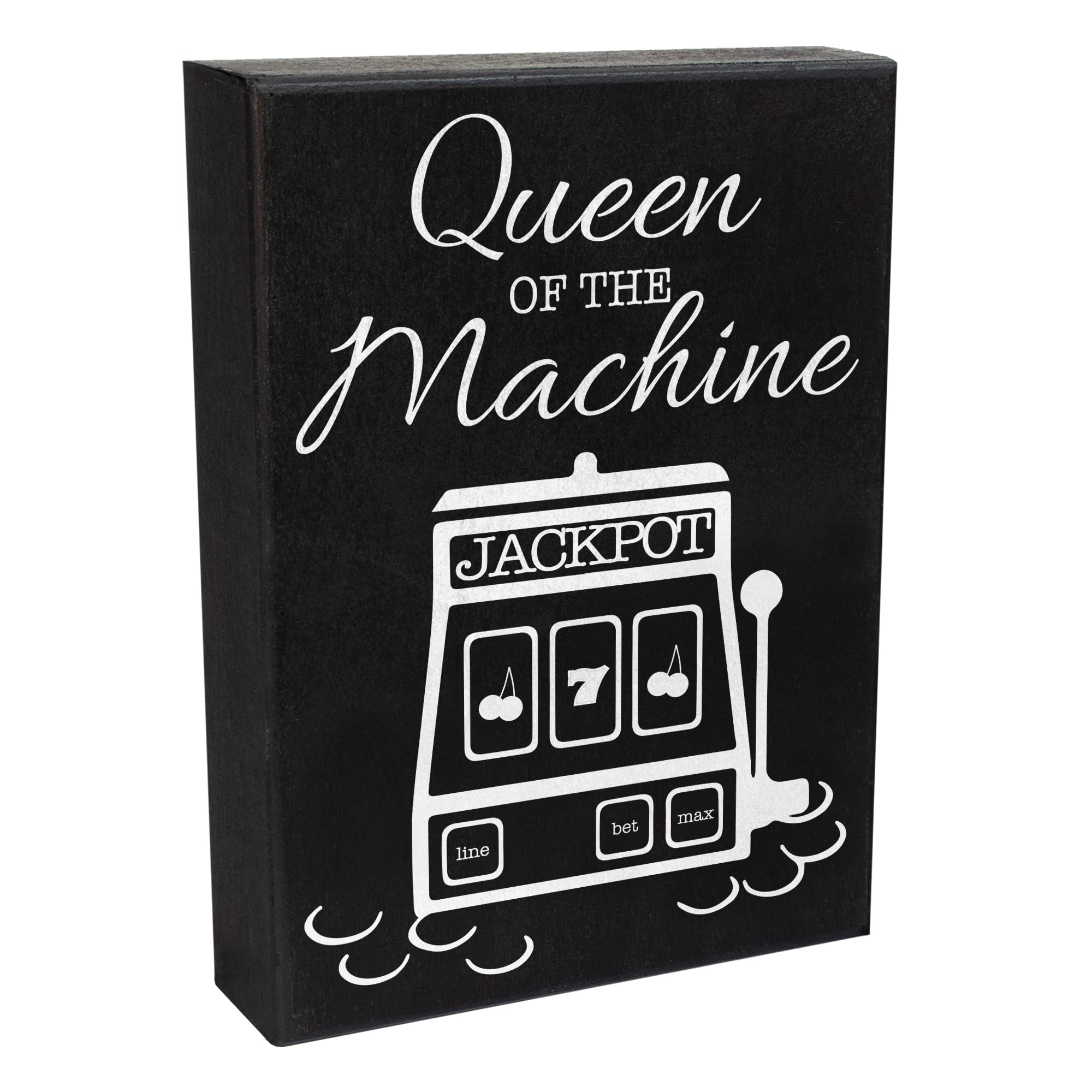 Amazon.com: JennyGems Casino Gifts, Queen of the Machine Wooden Sign ...
