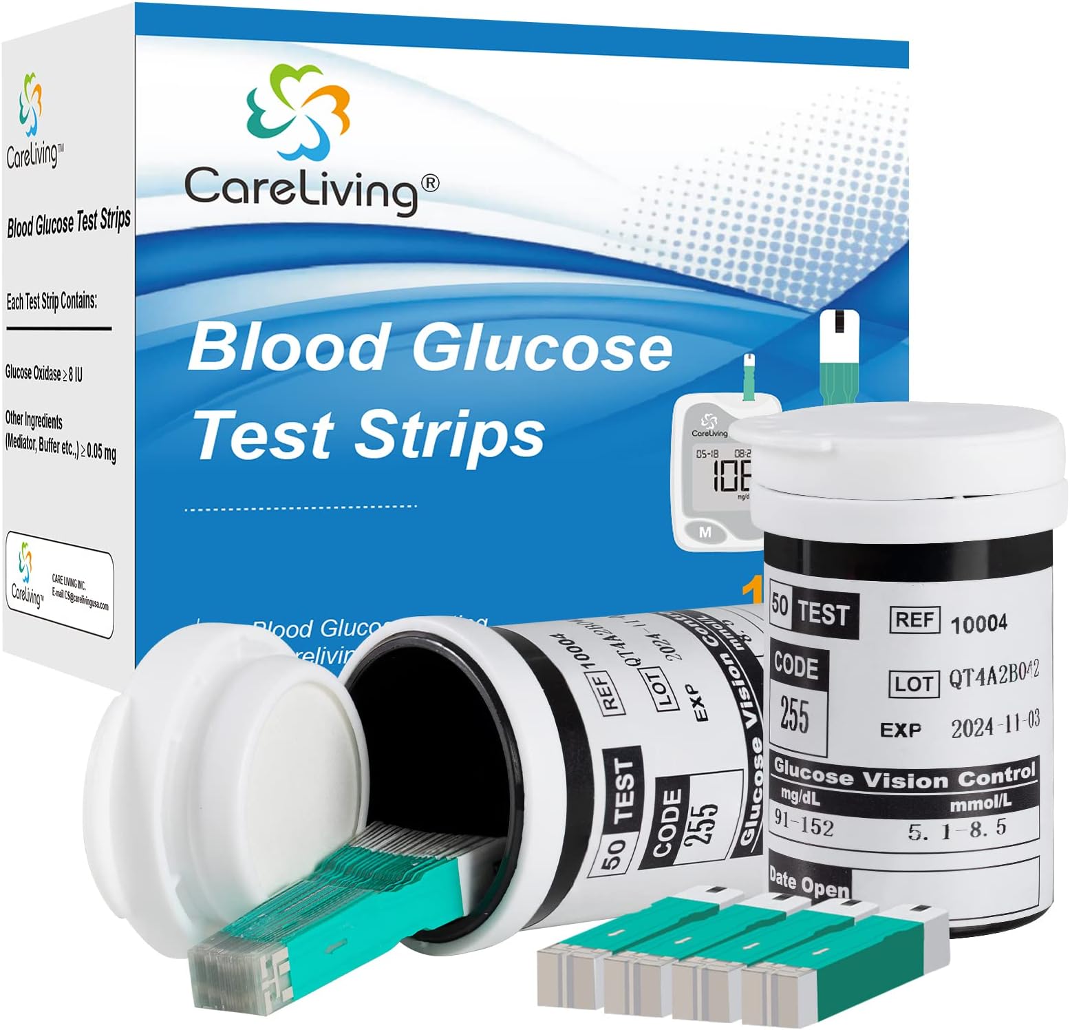Amazon.com: CareLiving Blood Glucose Test Strips, for Diabete Sugar ...