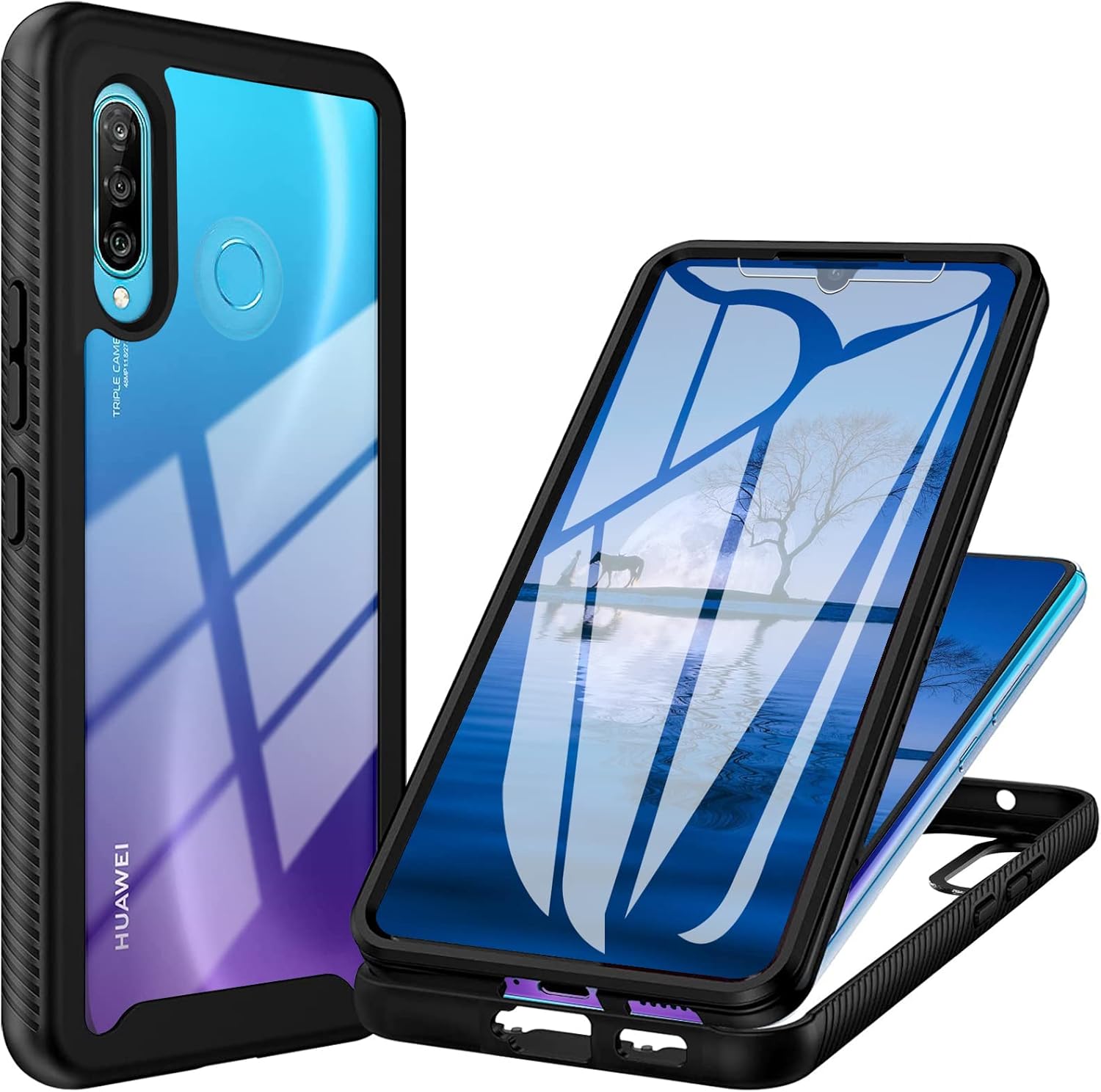 Jofun Case Compatible with Huawei P30 Lite, 360 Degree Shockproof Protective Case with Builtin ...