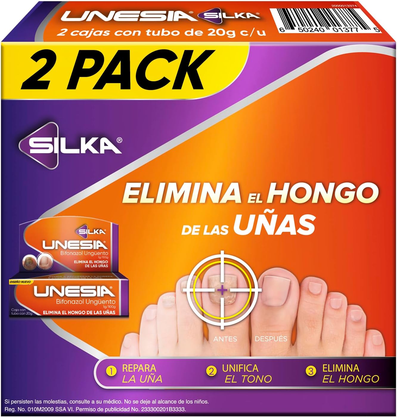 2PACK Unesia Crema Antimicótico UNESIA. 2 unidades de 20 gr c/u. Para ...