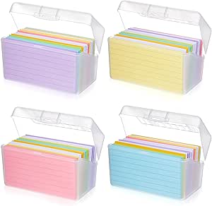 Amazon.com : Engrowtic 4 Pack 3x5 Index Card Holder Box with 400 Sheets ...