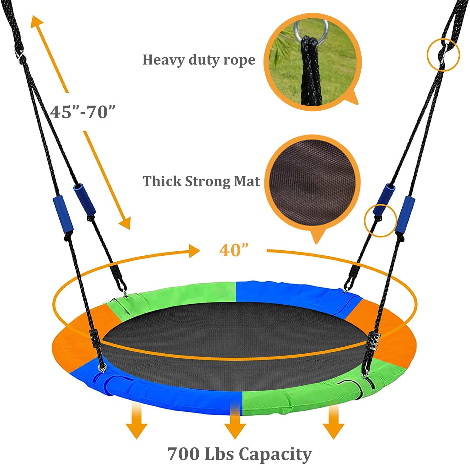 Snapklik.com : Tree Swing Saucer Swing, 40 Inch Round Swing For Kids Outdoor, 750 Lbs Capacity ...