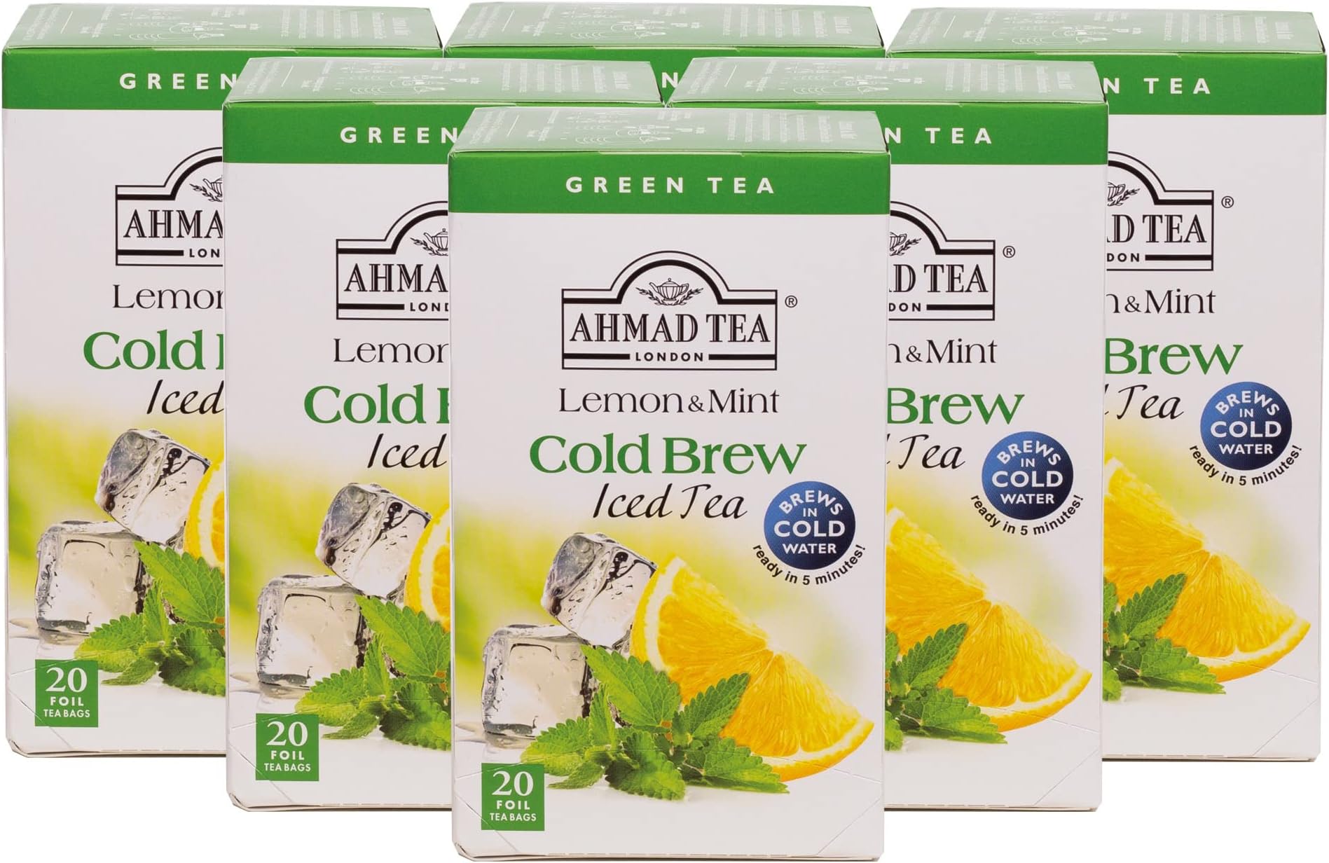 Amazon.com : Ahmad Tea Green Tea, Cold Brew Lemon and Mint Teabags ...