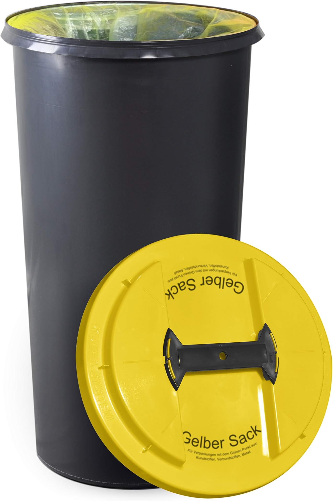clevere Einfüllhilfe für Gelbe Säcke - Sacktonne gelb mit Deckel ...