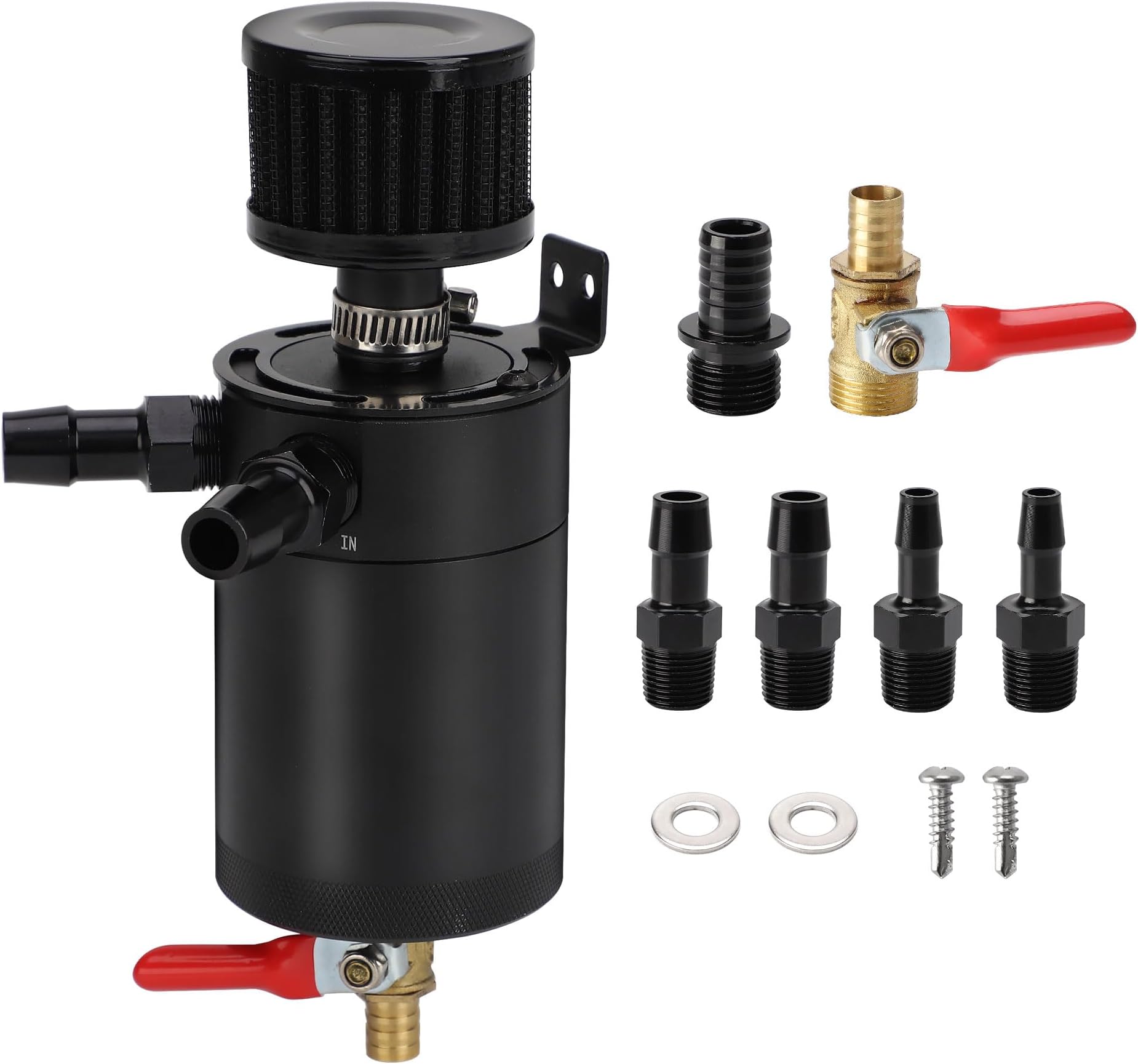 Amazon.com: PQY Baffled Oil Catch Can Kit Universal 2 Port Aluminum Oil ...