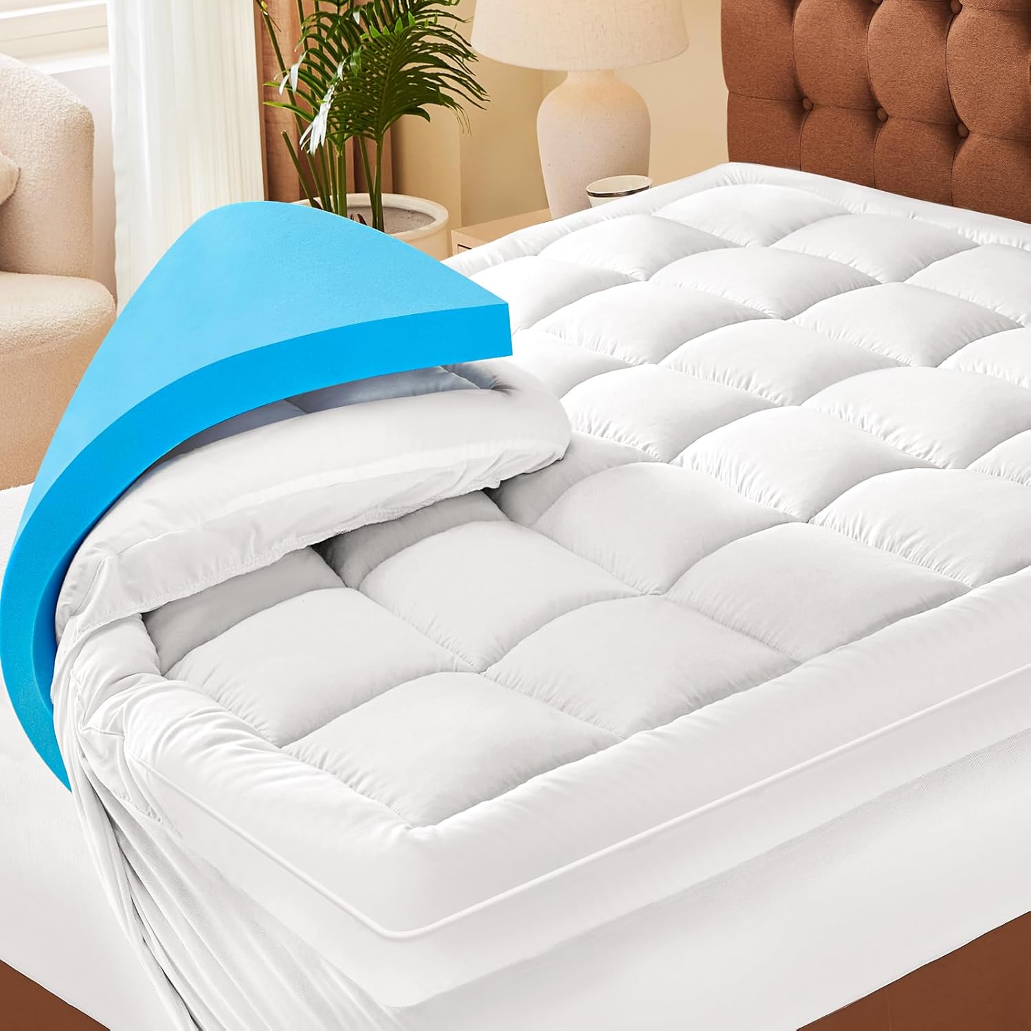 Amazon.com: MEUDYT Memory Foam Mattress Topper Full Size - 3 Inch Dual ...