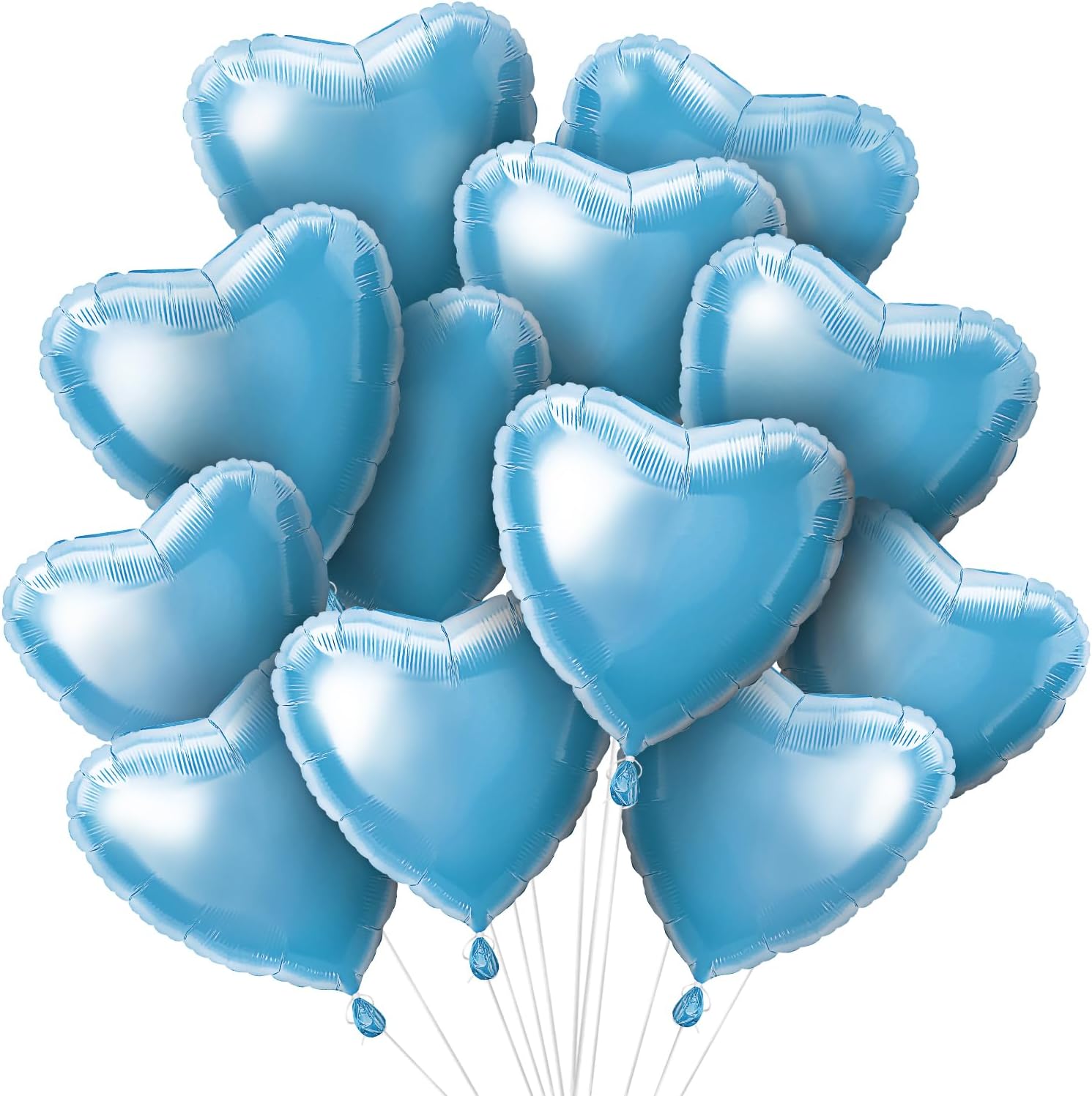 Amazon.com: Solid Baby Blue Heart Foil Balloon (45cm) 12 Count ...