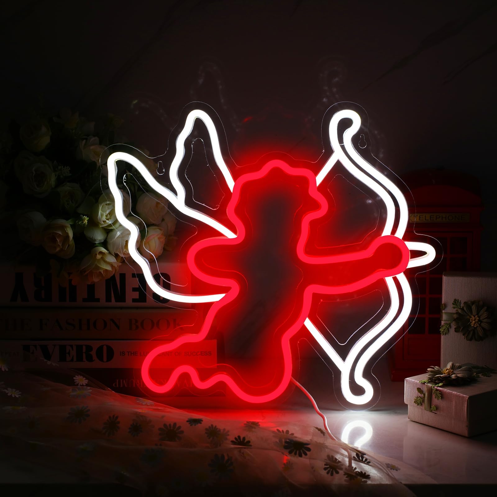 Threan Cupid Neon Signs Happy Valentine's Day Decorations Light up Room ...